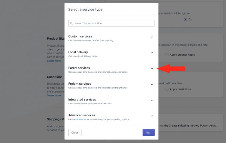 Create A Parcel Service Shipping Method – Intuitive Shipping Help Center